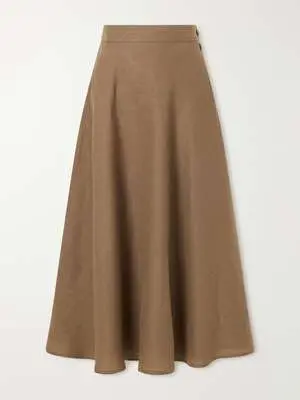Polo Ralph Lauren Kenzie Linen Maxi Skirt - Light Brown