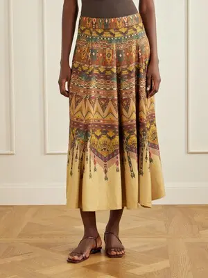 EMPORIO SIRENUSE Kendal Desert Printed Woven Silk-blend Maxi Skirt