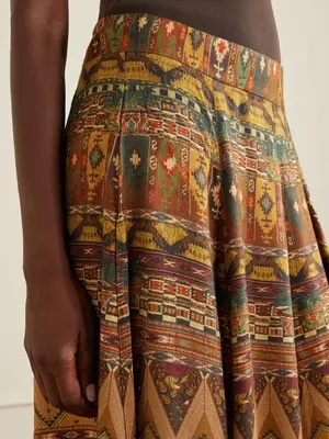 EMPORIO SIRENUSE Kendal Desert Printed Woven Silk-blend Maxi Skirt