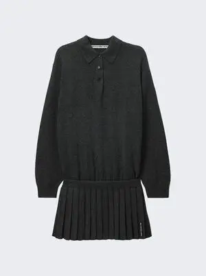 Alexander Wang Long Sleeve Polo Dress With Heatpressed Skirt Graphite