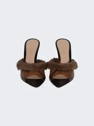 GIANVITO ROSSI Elle Fur Mule Sandals