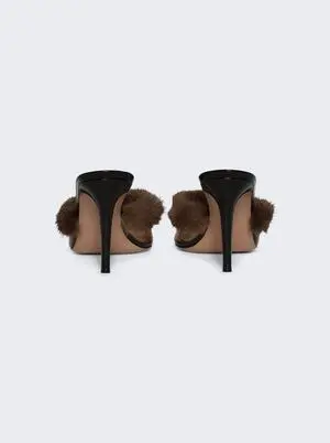 GIANVITO ROSSI Fur Mule Sandals