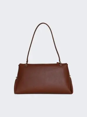 FERRAGAMO Gancini Leather Shoulder Bag Cognac