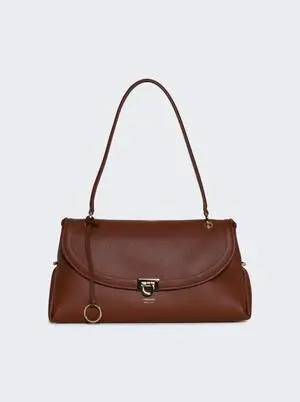 FERRAGAMO Gancini Leather Shoulder Bag Cognac - Brown