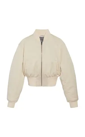 Balenciaga Cropped Technical Faille Bomber Jacket - Ivory