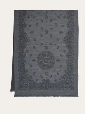 FERRAGAMO Arabesque Print Stole - Grey