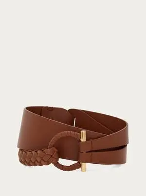 FERRAGAMO Covered Gancini Fixed Belt - Brown