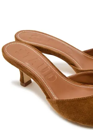 Staud Brigitte 60 Brushed Suede Mules - Camel