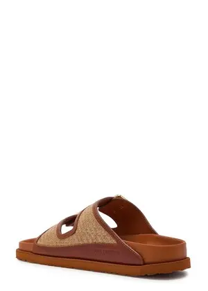 BIRKENSTOCK Arizona Framed 1774 Raffia And Leather Sliders