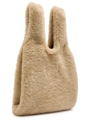 Simone Rocha Mini Embellished Faux Shearling Top Handle Bag