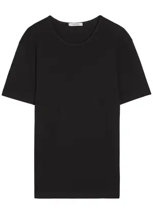 LEMAIRE Wide-neck Cotton T-shirt - Black