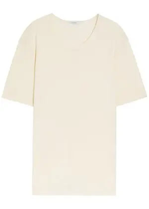 LEMAIRE Wide-neck Cotton T-shirt - Cream