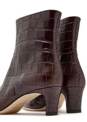 Staud Wally Crocodile-effect Leather Ankle Boots