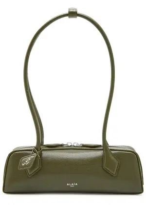 Alaïa Le Teckel Small Grained Leather Shoulder Bag - Khaki