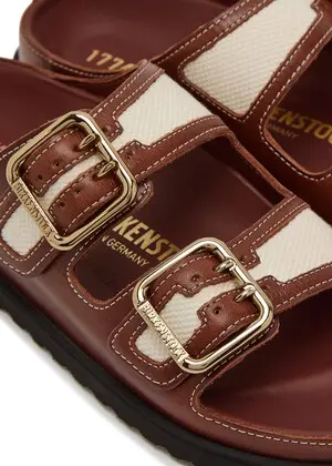 BIRKENSTOCK Arizona Bold Canvas And Leather Sliders