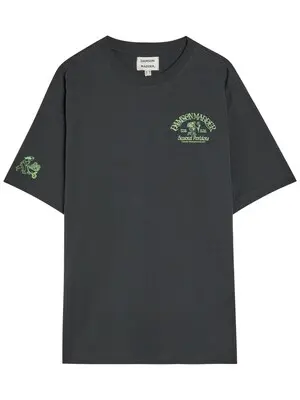 DAMSON MADDER Grown In The Garden Printed Cotton T-shirt - Black