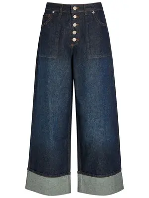 DAMSON MADDER Gigi Turn-up Wide-leg Jeans - Indigo