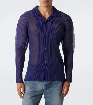 Issey Miyake Homme Plissé Rustic Mesh Pleated Shirt - Blue