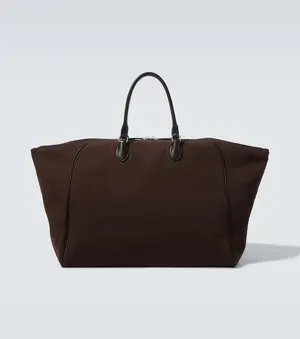 THE ROW Timo Leather-trimmed Canvas Tote Bag - Brown