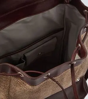 Brunello Cucinelli Herringbone Leather-trimmed Backpack