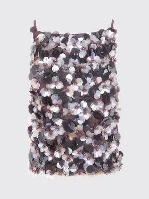 PAROSH Slim Fit Sequin-embellished Evening Top P.a.r.o.s.h. With Square Neckline