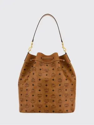 Mcm Dessau Bucket Bag In Coated Cotton With All-over Logo