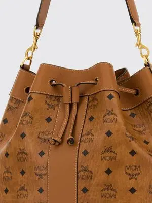 Mcm Dessau Bucket Bag In Coated Cotton With All-over Logo
