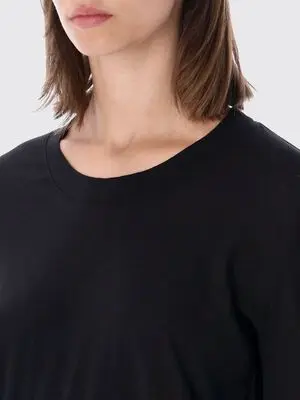 JAMES PERSE Long-sleeved Pure Cotton T-shirt With Crew Neck - Black