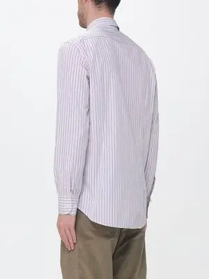 Etro Striped Cotton Poplin Shirt With Embroidered Cube Logo - Violet