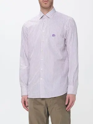 Etro Striped Cotton Poplin Shirt With Embroidered Cube Logo - Violet