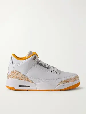 Nike Air Jordan 3 Retro Printed Leather Sneakers - White