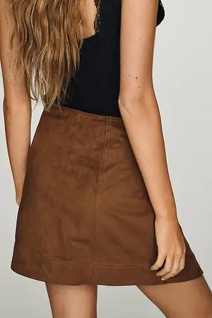 PILCRO Faux-suede Wrap Mini Skirt