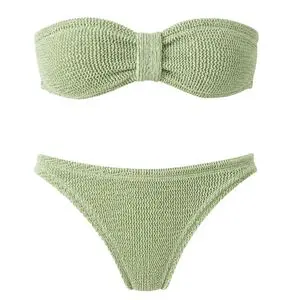 HEART AND SOUL Honeydew Melon Linda Bandeau Crinkle Bikini Set - Green