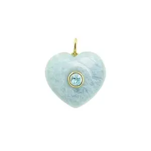 KAMARIA Aquamarine Gemstone Pendant With Topaz Heart - Blue