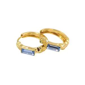 1610ISTANBUL Bosphorus Blue Hoop Earrings - Gold