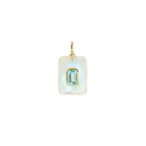 KAMARIA Moonstone Gemstone Pendant With Topaz Small Rectangle - White