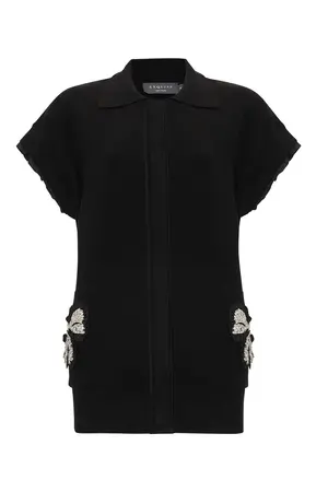 EXQUISE Stone Pocket Detail Collar Knit Vest