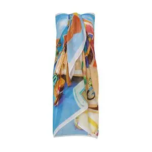 DHARA SHETH, DUBAI Mediterranean Escape Resort Tube-style Cotton Sarong & Multicolor - Blue