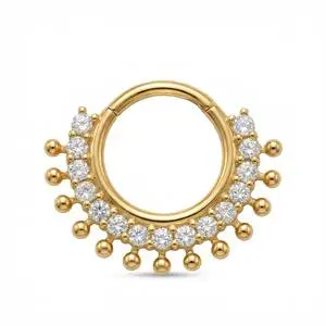 Zahav Jewelry 10k Solid Ornate Cz Septum Hoop