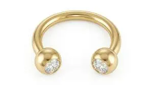 Zahav Jewelry 10k Solid 16g Horseshoe Barbell With Cz Ball-ends - Gold