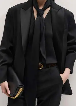 ME+EM Satin V-neck Shell Top With Tie Detail