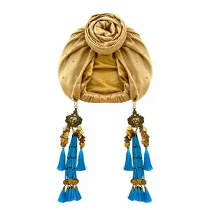JULIA CLANCEY Gold Edith Silk Dream Santorini Diamanté Reversible Turban Gold