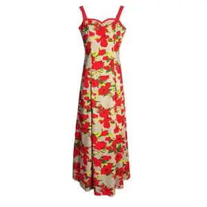 COUTURE TO YOUR DOOR Floral Maxi Dress - Green/grey/red