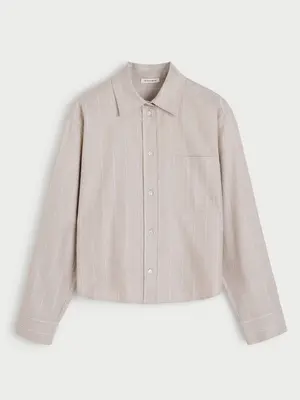 BY MALENE BIRGER Audrey Cropped Organic Cotton Shirt - Beige Herringbone