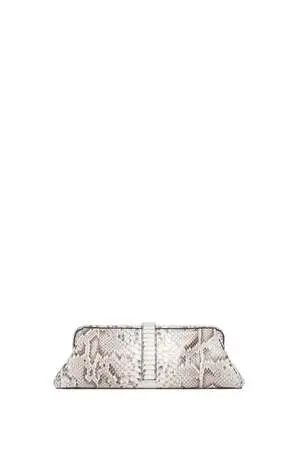 Gabriela Hearst Paola Clutch In Snakeskin - Black/ivory