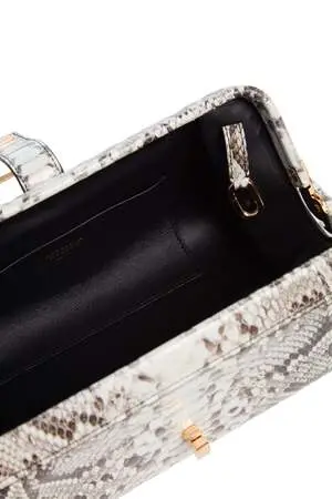 Gabriela Hearst Paola Clutch In Snakeskin - Black/ivory