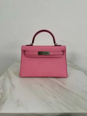 Hermès Mini Kelly Bubblegum Epsom Palladium Hardware