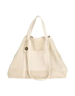 LAURA DI MAGGIO Crocodile-effect Suede Shopper Bag - Beige