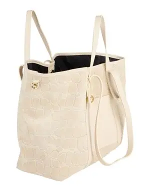 LAURA DI MAGGIO Crocodile-effect Suede Shopper Bag - Beige