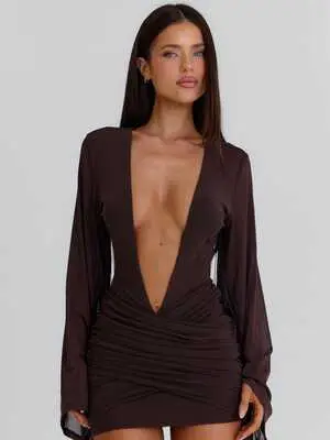 OUTCAST Allisson Mini Dress Chocolate